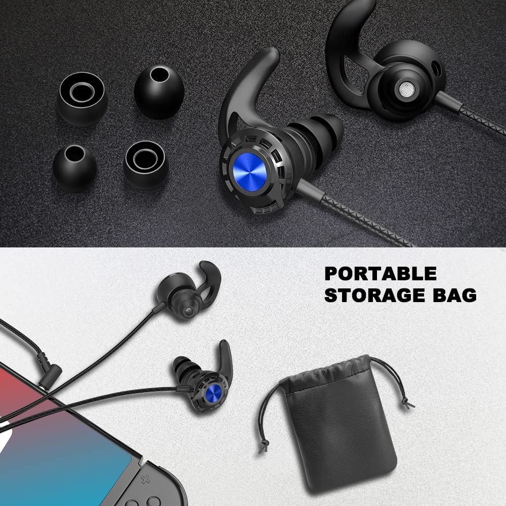 BENGOO G16 Gaming Earbuds, in-Ear Gaming Headset, Gaming Earphones with Dual Microphone, Mic Mute and Volume Control, Wired Earbuds for PC Mobile PS4 5 Xbox Nintendo Switch PlayStation,3.5MM Jack