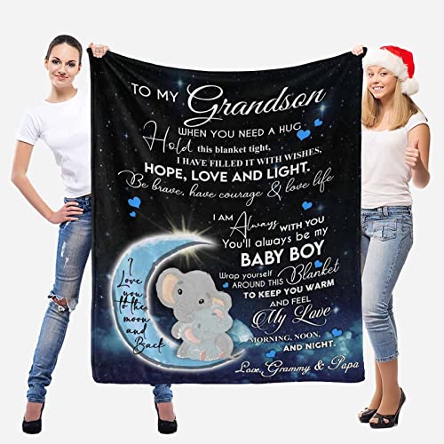 Personalized Name Message Lover Letter to My Grandson Filled it with Wishes, Hope, Love and Light from Grandpa Grandma Soft Blanket 40 x 50 Inches