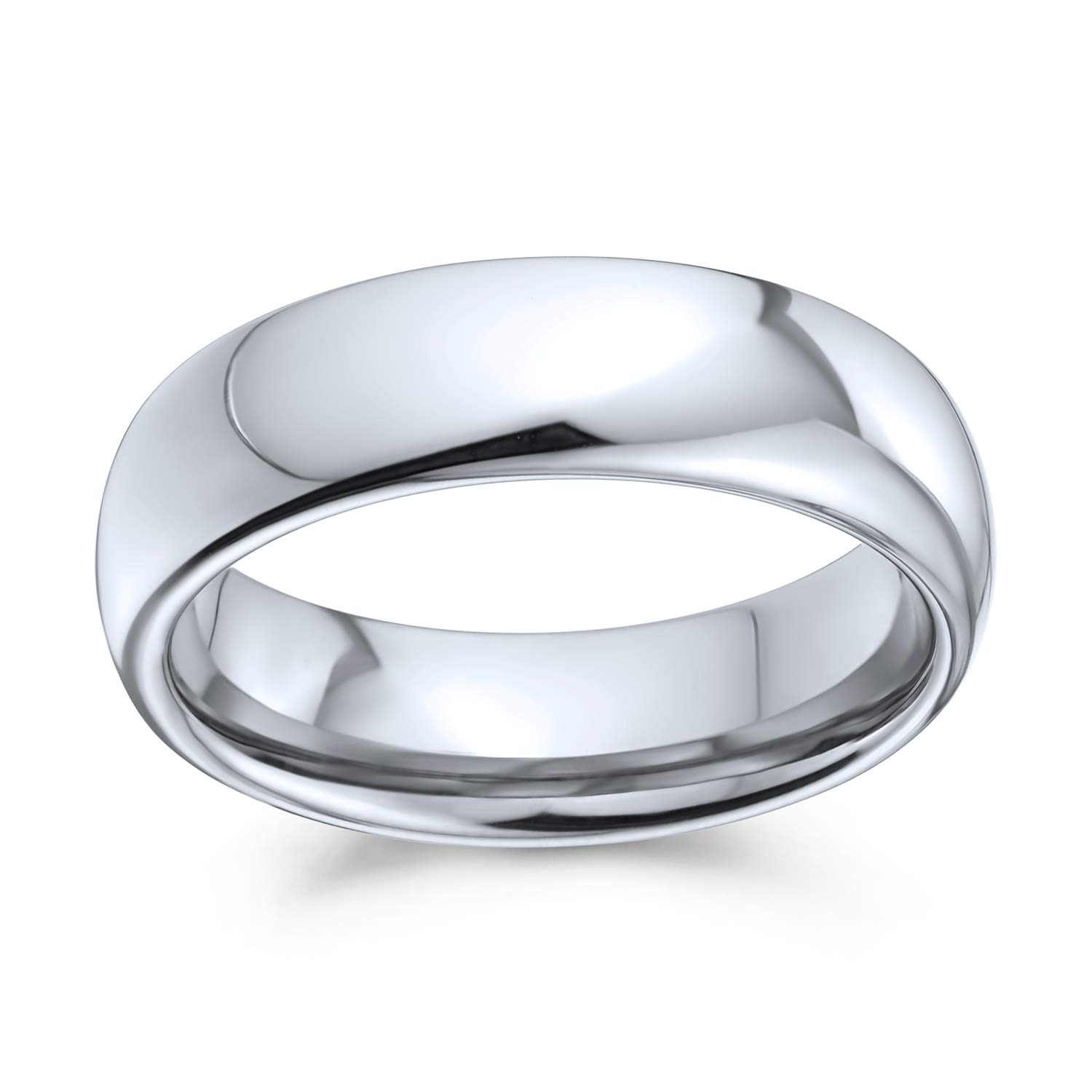 Bling Jewelry Personalized Simple Dome Couples Titanium Wedding Band Polished Ring For Men For Women Comfort Fit 5MM Custom Engraved