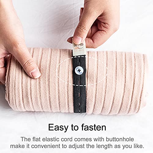 Veiai Clothing Storage Strap, 24PCS Wrapping Storage Straps with Button Clothes Organizer Tool for Houseware Closet, Travel, Trip