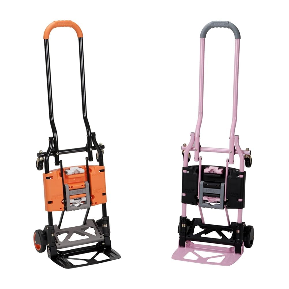 COSCO Shifter Folding Hand Truck and Cart, 300 lb Capacity, Orange and Pink
