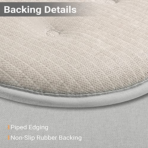 Cozyide U-Shaped Chair Cushions for Dining Chairs 6 Pack, Memory Foam Chair Pads with Tufted Design and Non-Slip Backing, 17" x 16", Light Grey