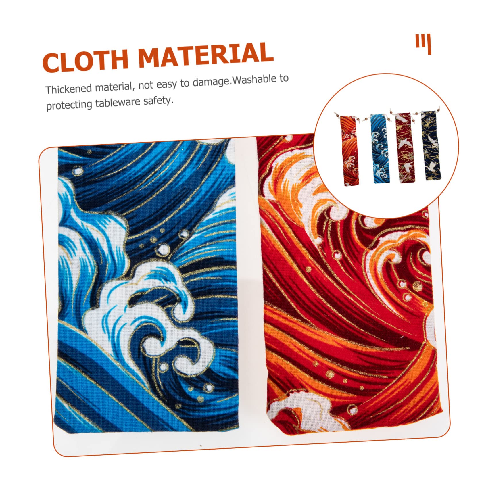 Cabilock 4pcs Drawstring Bag Pocket Wallet Straw Purse Folding Bracket Straw Carrying Bag Silk Drawstring Bag Utensil Holder Cutlery Bags Tableware Bag Japanese Style Tableware Bag Fabric