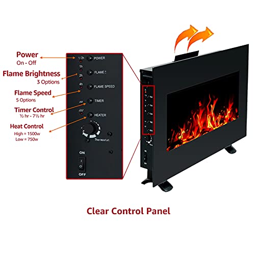 Jarka&Co 34 Inch Wall Mounted Electric Fireplace, Freestanding or Hanging Portable Room Heater with Remote