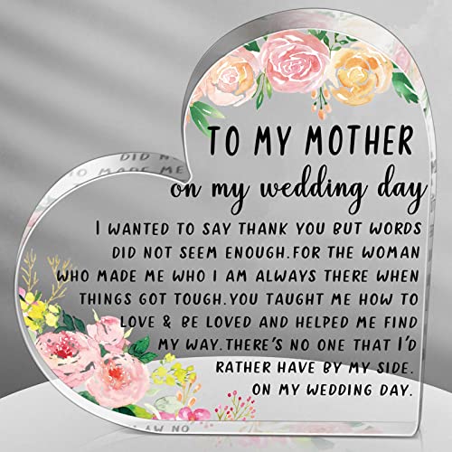 Gifts for Mother of The Bride Mother of The Bride Gifts from Daughter Thank You for Being The Best Mom Acrylic Heart Keepsake Wedding Gift from Daughter Thank You Wedding Gift (Flower)