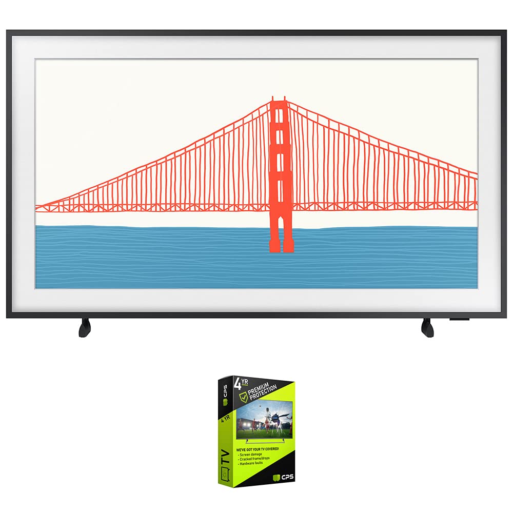 SAMSUNG QN55LS03AA 55 Inch The Frame QLED 4K Smart TV Bundle with Premium 4 YR CPS Enhanced Protection Pack