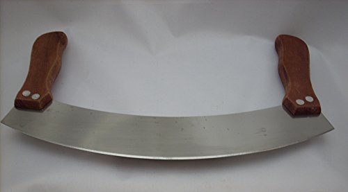 Pizza Rocker Knife - Rocking Cutting - Veggie Dicer - Use Both Hands - Away from the blade. Safer For The Kids - Curved Chopping Knife Chops Leafy Vegetables and All Kinds of Veggies