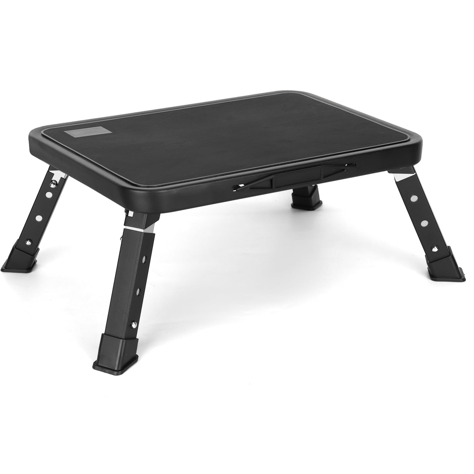 Folding Step Stool, Height Adjustable RV Steps Stool with a Non-Slip Platform Mat and Foldable Thick Rubber Feet, Collapsible Step Stools for Adults, Kitchen, Home, Office, 330 Lbs Capacity (Black)
