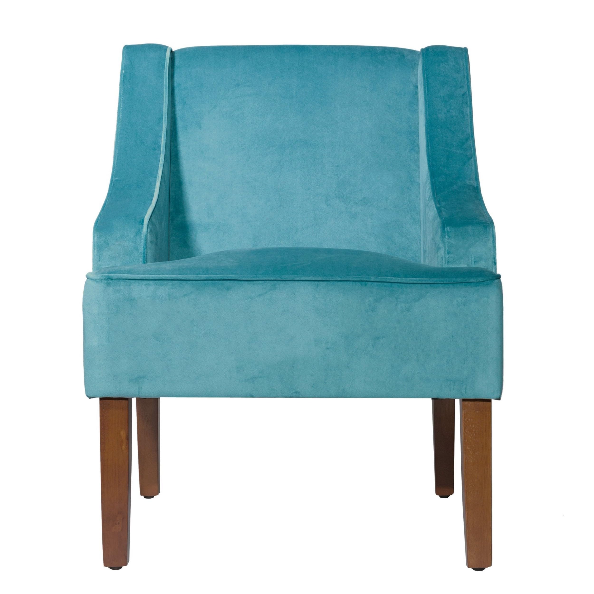 Benjara Wooden Accent Chair with Wingback, Blue and Brown
