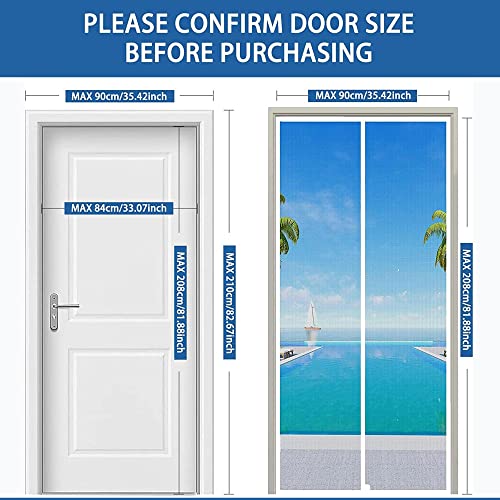Magnetic Screen Door, Screen Size 39x94in/100x240cm(Width*Height) Durable Mesh Curtain Sliding Door Mesh with Full Frame-Brown