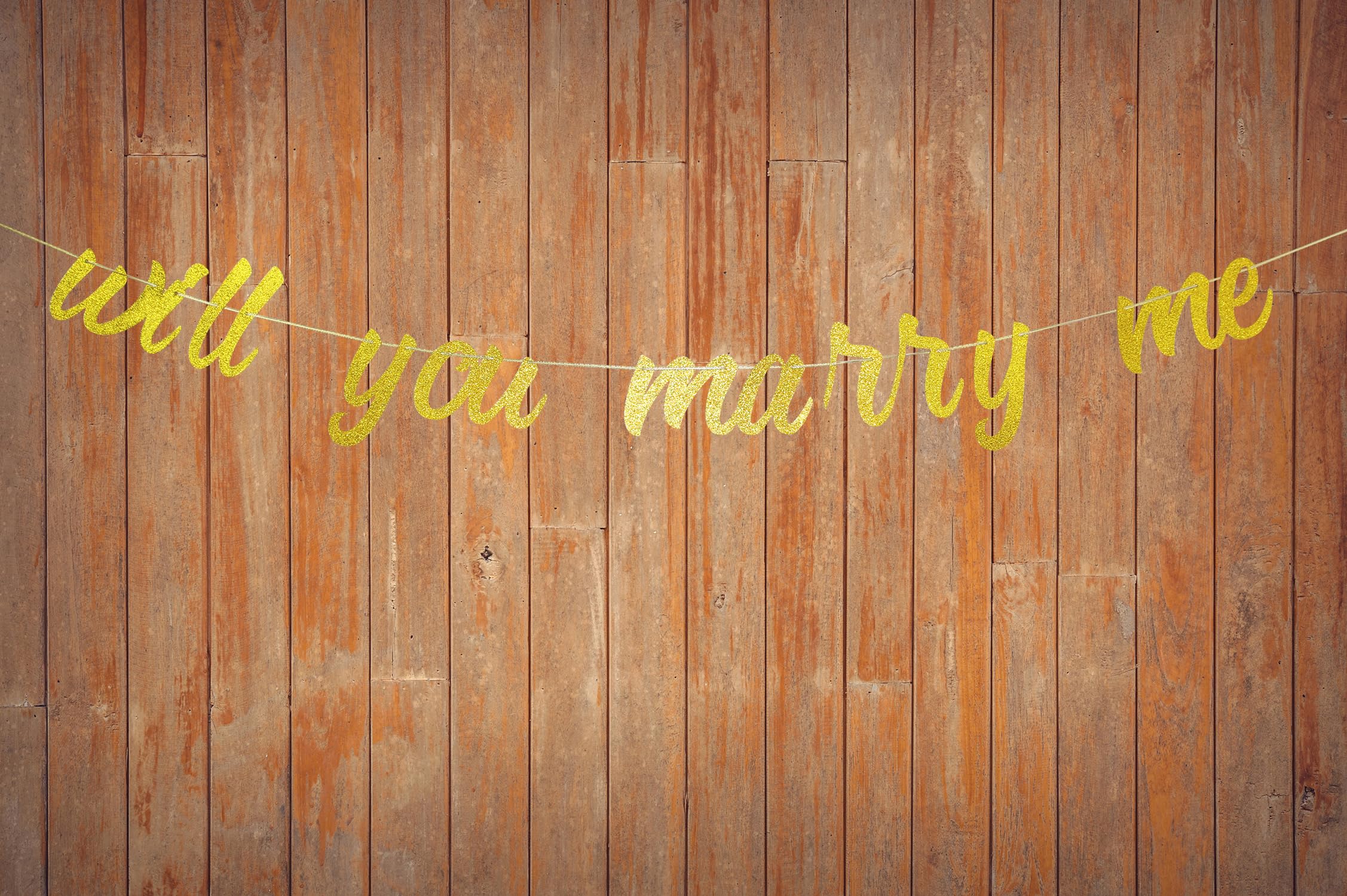 Etaredkj Gold Glitter Will You Marry Me Banner for Bachelorette Party Decor Bridal Shower Wedding Engagement Party Supplie