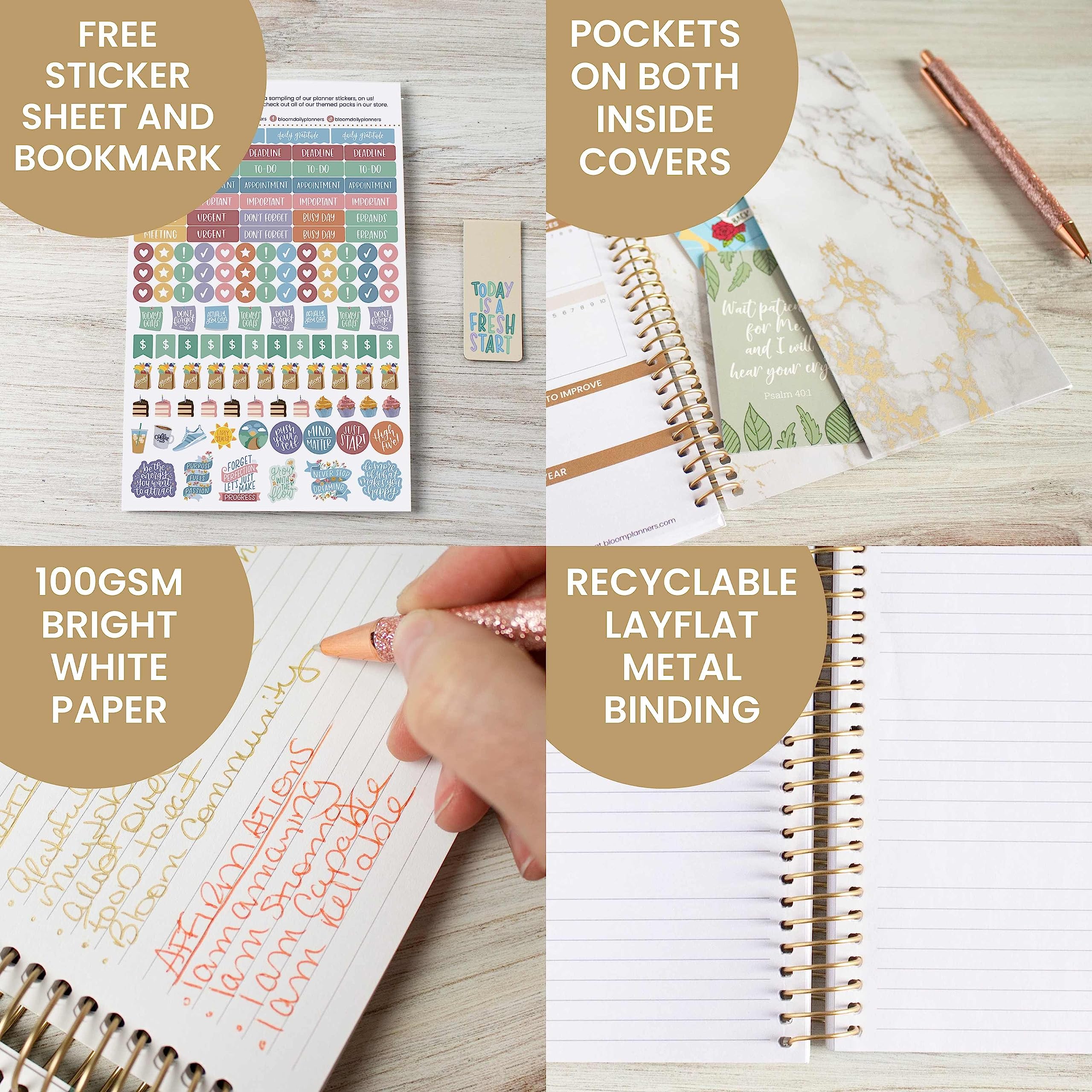 bloom daily planners 2024 Calendar Year Day Planner (January 2024 - December 2024) - 5.5β x 8.25β - Weekly/Monthly Agenda Organizer Book with Stickers & Bookmark - Marble