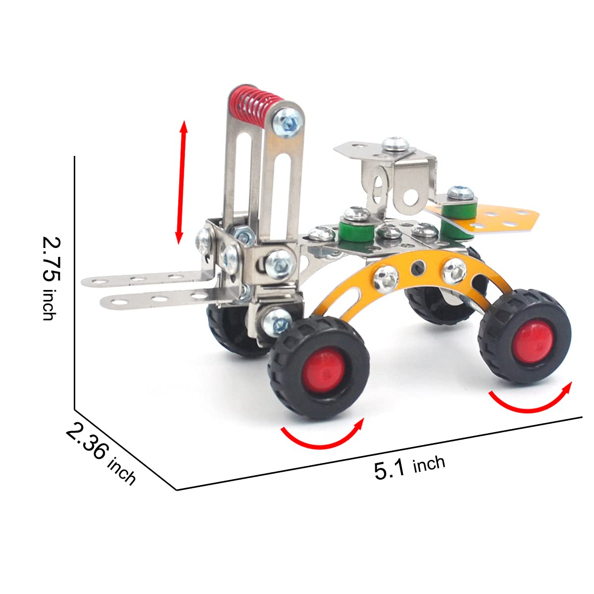 Samtor Metal Engineering Vehicle Assemble Building Blocks Toy Set Kit, Educational Car Model, for Child of Ages 8 and up, Steam, Birthday Gift (Forklift and Snow Pusher)