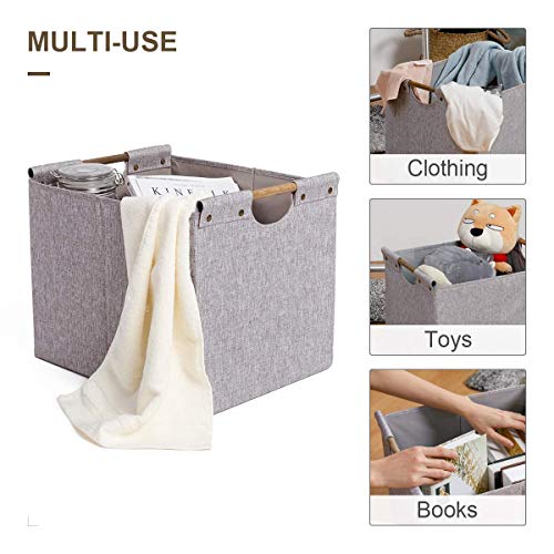 CAMEL CROWN Collapsible Storage Basket Organizer Bins Handles Box Accessories Laundry Cube for Home Office Nursery Kids (Grey-03, 1)