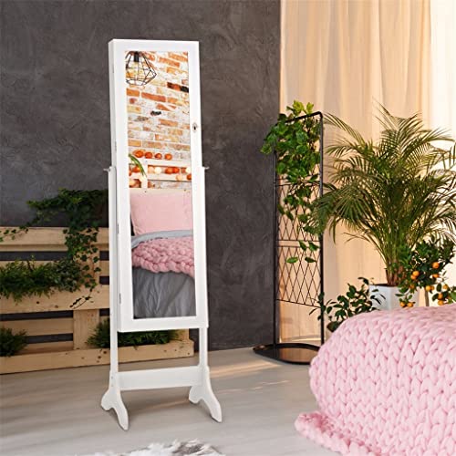 CZDYUF Lockable Jewelry Wardrobe Storage Organizer Box With Drawers White Home Furniture