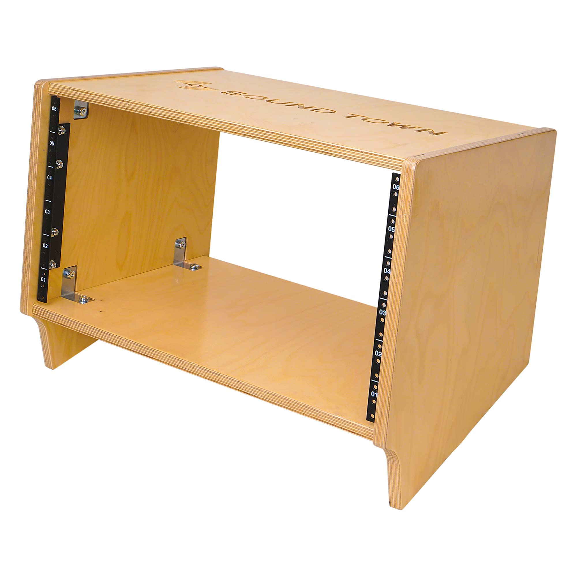 Sound Town 6U Space Baltic Birch Plywood Angled Desktop Turret Studio Equipment Rack (SDRK-6SL)