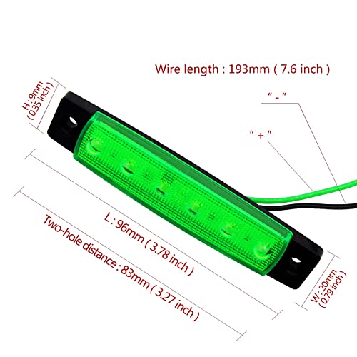 FXC 10x 6 LED Clearence Truck Bus Trailer Side Marker Indicators Light Tail Taillight Brake Stop Lamp 12V (Green)¡
