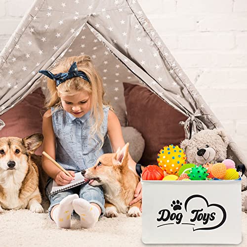 FXOCSHE Rectangular Dog Basket Collapsible Toy storage box Waterproof coating toy box cute dog toy bin Kids Gift Basket Home Decor(Lucky love dog)
