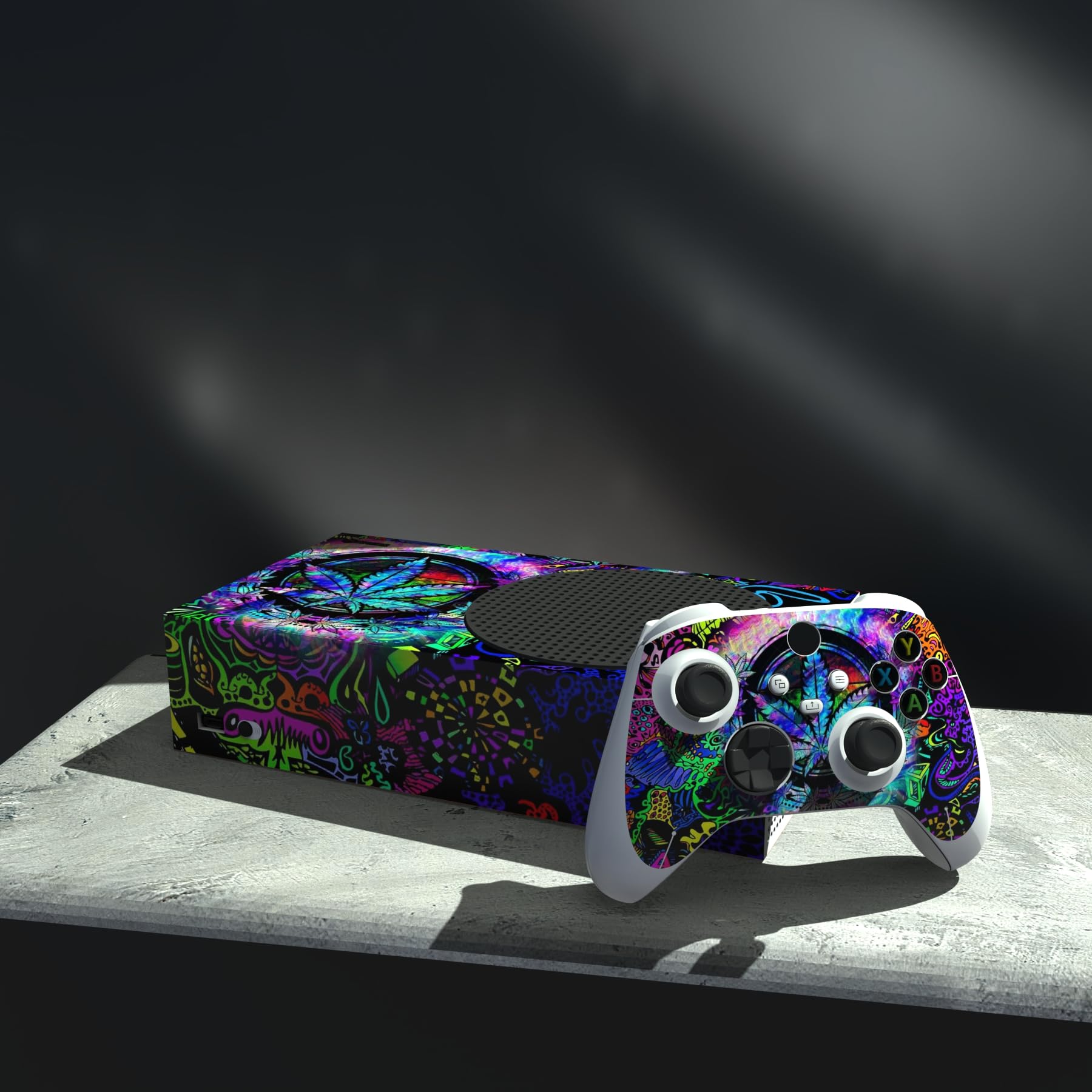 PlayVital Psychedelic Leaf Custom Vinyl Skins for Xbox Core Wireless Controller, Wrap Decal Cover Stickers for Xbox Series S Console Controller