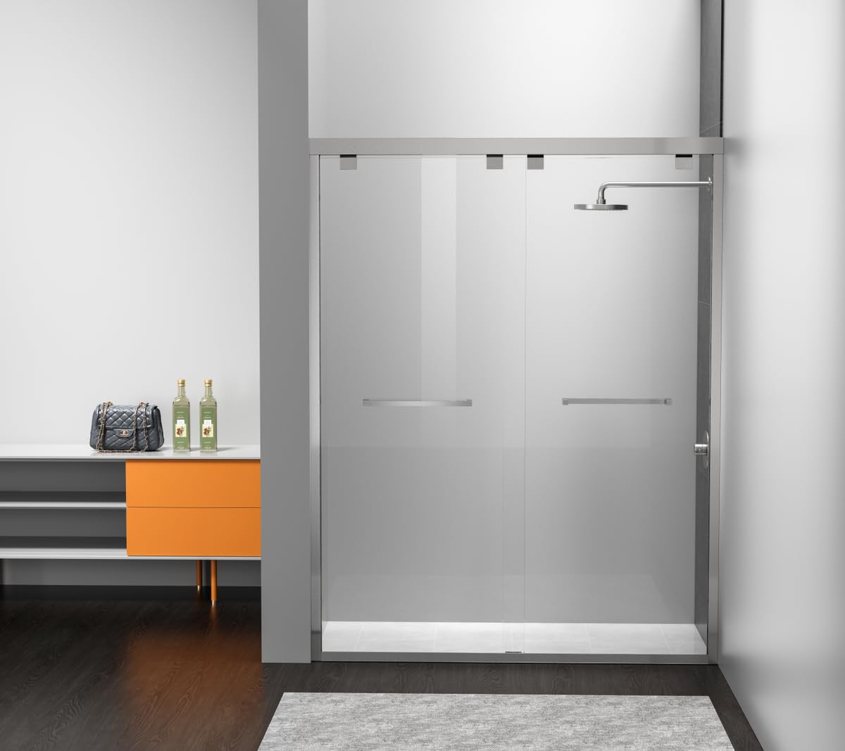 Elegant Kitchen and Bath SD303-6076BNK Semi-Frameless Shower Door 60 x 76 Brushed Nickel