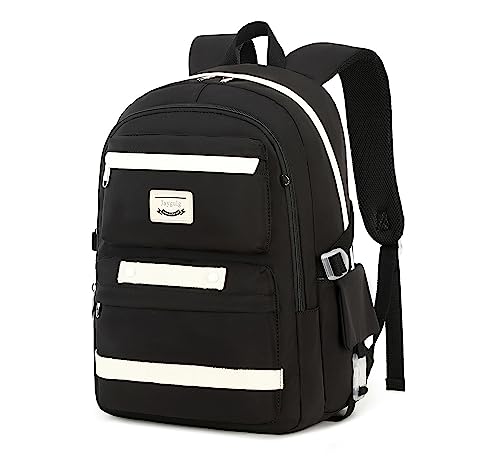 Jaygulf Waterproof Women Laptop Backpack Fashion Girl Daypack Black