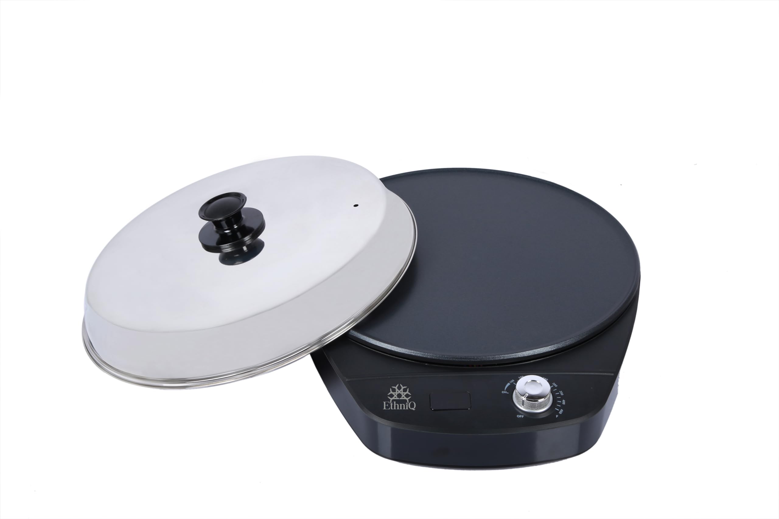 Ethniq 16" Electric Injera Maker - Griddle for Crepe, Ethiopian Mogogo, Anjero, Mitad, Pancake, Teff - Adjustable Heat Control with Digital Screen - Non-Stackable Surface - Even Heat Distribution