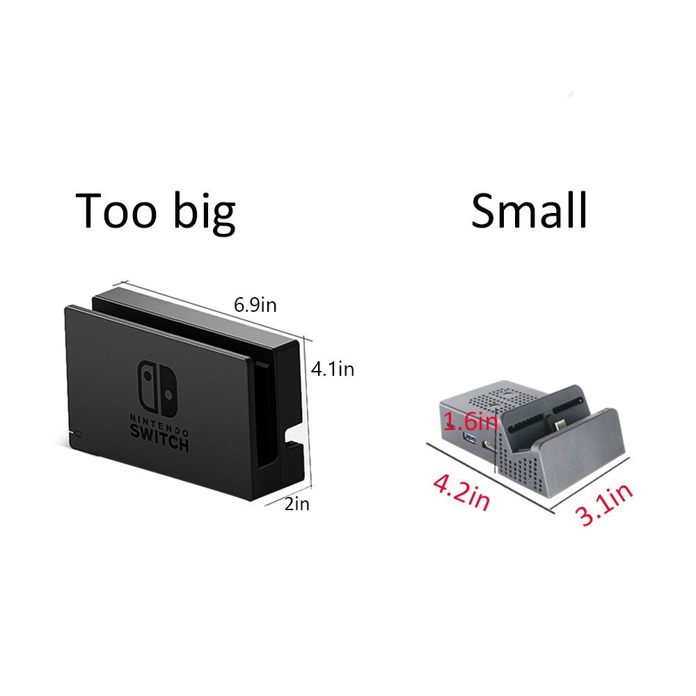 J&TOP Portable DIY Replacement Dock Mount Case for Nintendo Switch,Black(Only The Case)