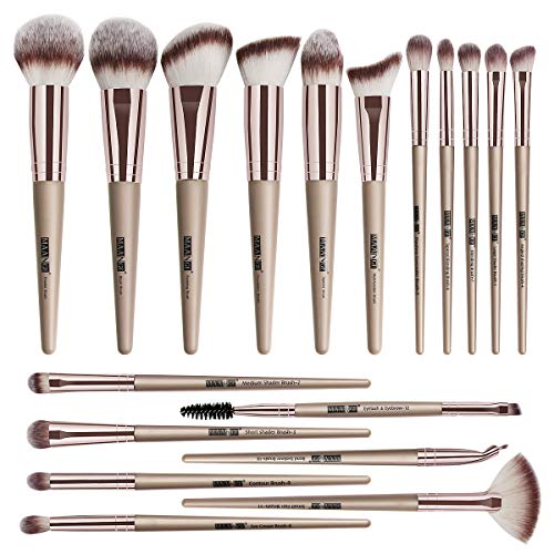 Makeup Brushes, 18 Pcs Professional Premium Synthetic Make Up Brushes, Foundation Powder Concealers Eye Shadows Makeup Brush Set (Champagne Gold)