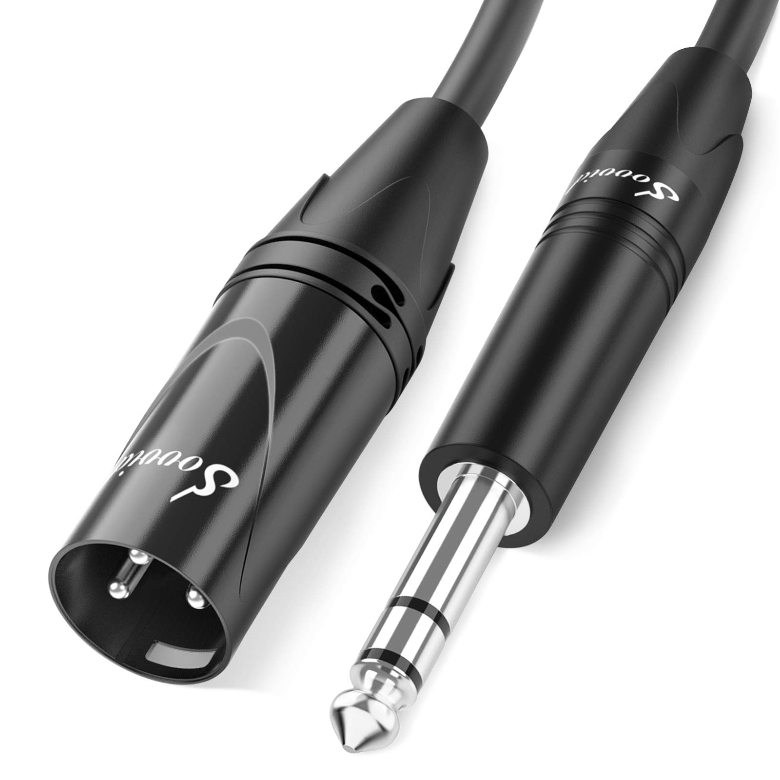 Sovvid Male XLR to 1/4 (6.35mm) TRS Jack Balanced Microphone Cable 6FT, TRS to XLR Male Cable Mic Cord for Dynamic Microphone
