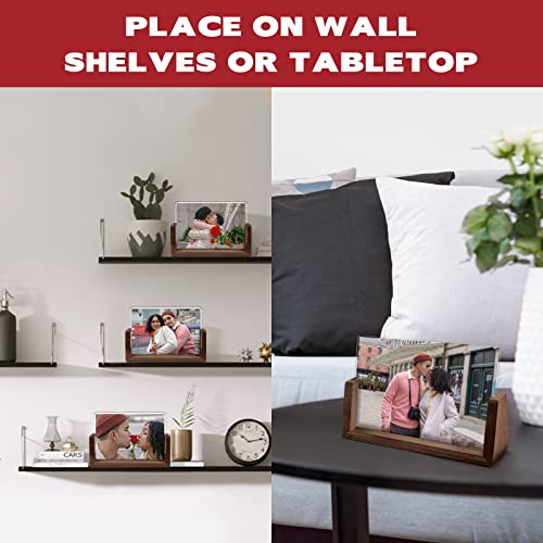 McBlancok 4x6 Horizontal Picture Frame Bulk- U Shaped Solid Wood Frame Set of 2,Clear Acrylic Photo Frame,Holds Personalized Pictures 6x4 inch for Friends & Couples Wedding Display