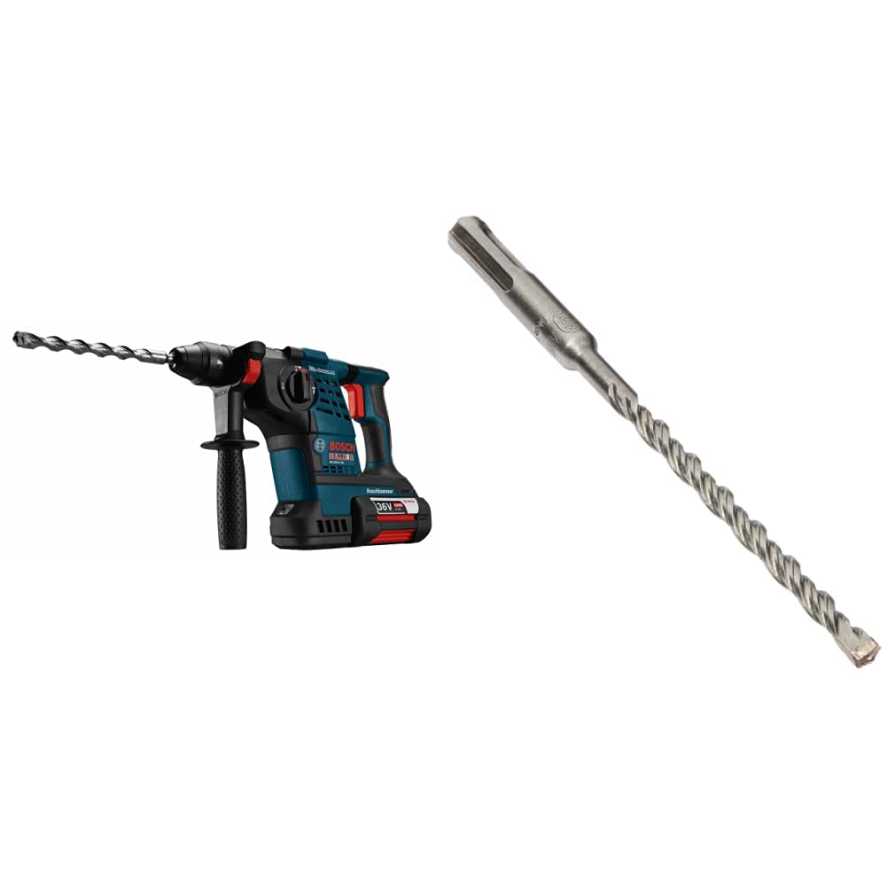 BOSCH RH328VC-36K 36V SDS-plus Rotary Hammer, 1-1/8 Inch&BOSCH HC2041 1/4 In. x 6 In. SDS-plus Bulldog Rotary Hammer Bit, Gray