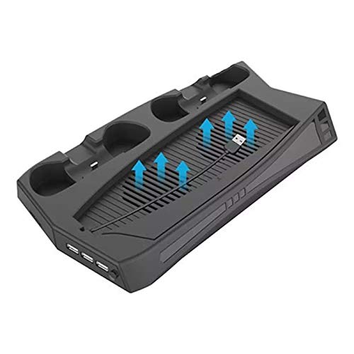 Vertical Stand with Cooling Fan Station Charging Dock, for PS5 Console and PS5 Digital Edition with 3 USB Hubs, 2 DualSense Controller Charging Dock