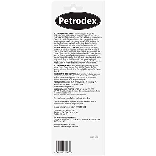 Petrodex Dental Care Kit for Dogs, Toothpaste and Toothbrushes, Peanut Flavor, 3-Piece Kit