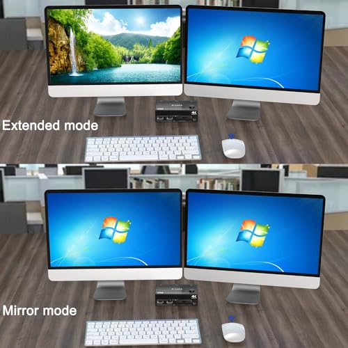 Dual Monitor KVM Switch HDMI+Displayport 4K@60Hz,2K@120Hz MLEEDA HDMI DP Extended Display Switcher for 2 Computers Share 2 Monitors and 4 USB 2.0 Ports,Wired Remote and 4 Cables Included