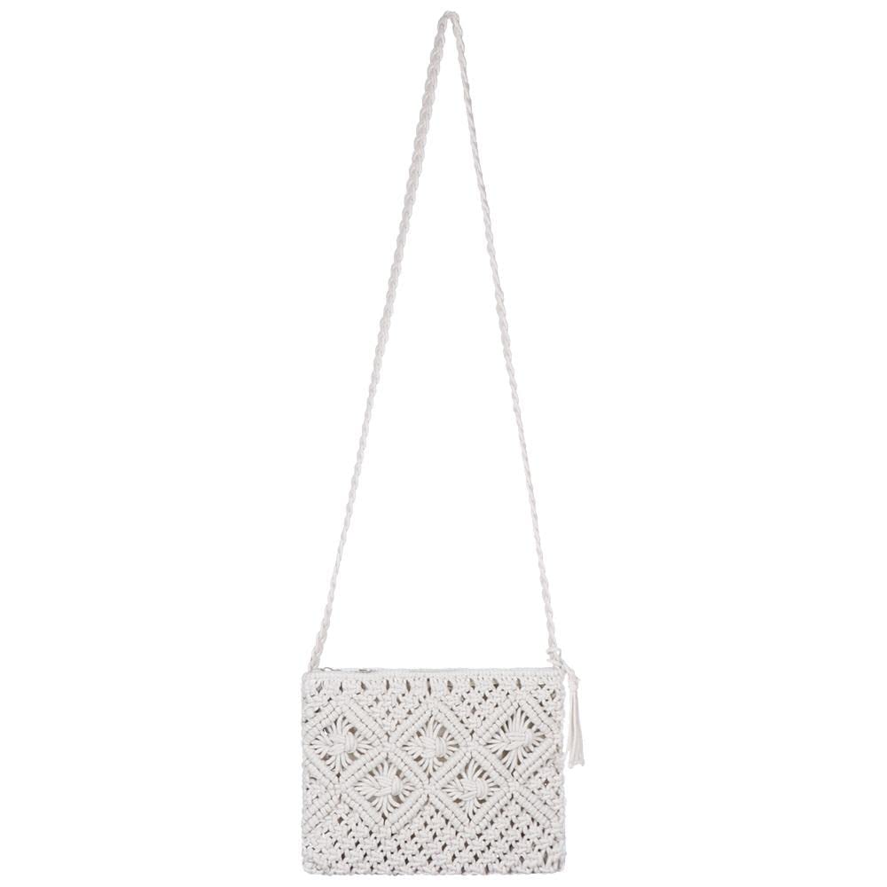 Cofordos Retro Bohemian Tassel Straw Purse Straw Beach Bag Crochet Purses Crossbody Handbag Woven Bag(white)