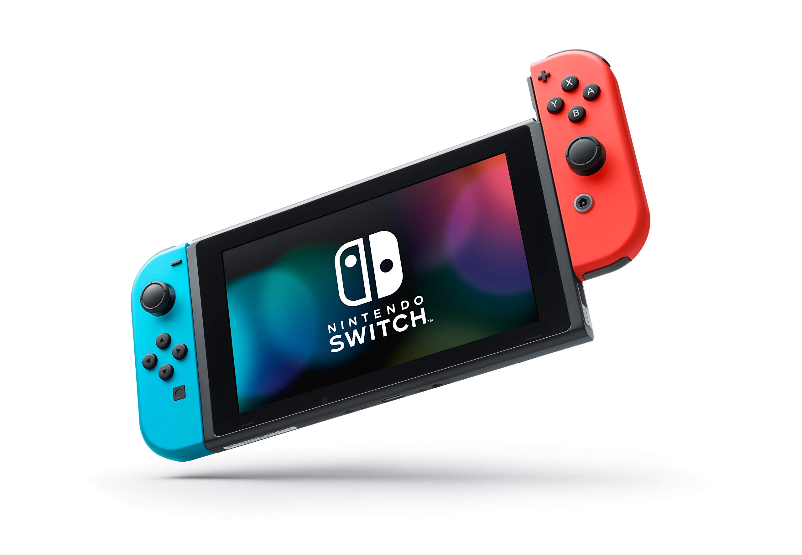 Nintendo Switch with Neon Blue and Neon Red Joy-Con + New Super Mario Bros. U Deluxe (Full Game Download) - Switch Console