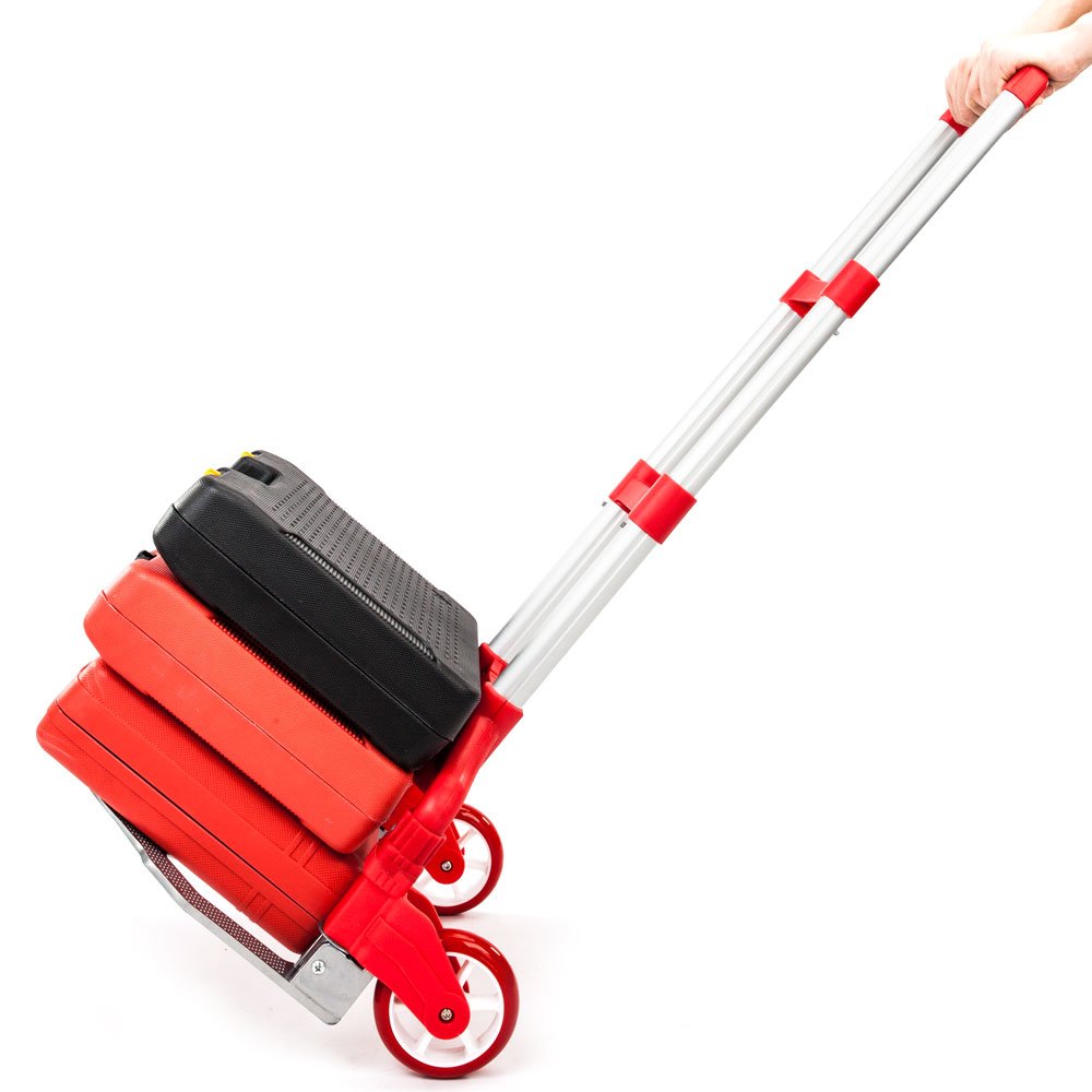CooTool Folding Hand Truck and Dolly, 220 Lb Capacity Heavy-Duty Luggage Trolley Cart with Telescoping Handle and PP+EVA Wheels