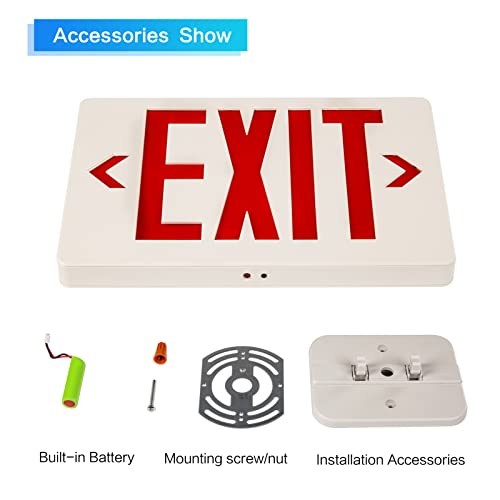 EXITLUX 2 Packs LED Exit Lights with Emergency Lights-Double Face Two LED Adjustable Head Emergency Exit Lights with Battery Backup Dual LED Lamp ABS Fire Resistance UL Listed 120-277VAC.…