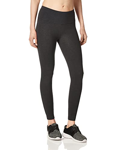 Spalding Women's Misses Activewear High Waisted Cotton/Spandex Ankle Legging, Charcoal Heather, S