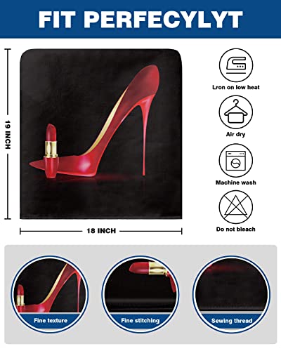 Maliyand Chair Back Cover, Red Lipstick High Heel Shose Black Chair Covers Removable Chair Protector Slipcover for Dining Room, Kitchen, Restaurant, Set of 6