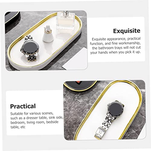 Cabilock Ceramic Tray Towel Storage Tray Jewelry Storage Plate Makeup Organizer Bathroom Storage Plate Vessel Sink Vanity Tabletop Storage Tray Coffee Table Ceramics Decorative Plates