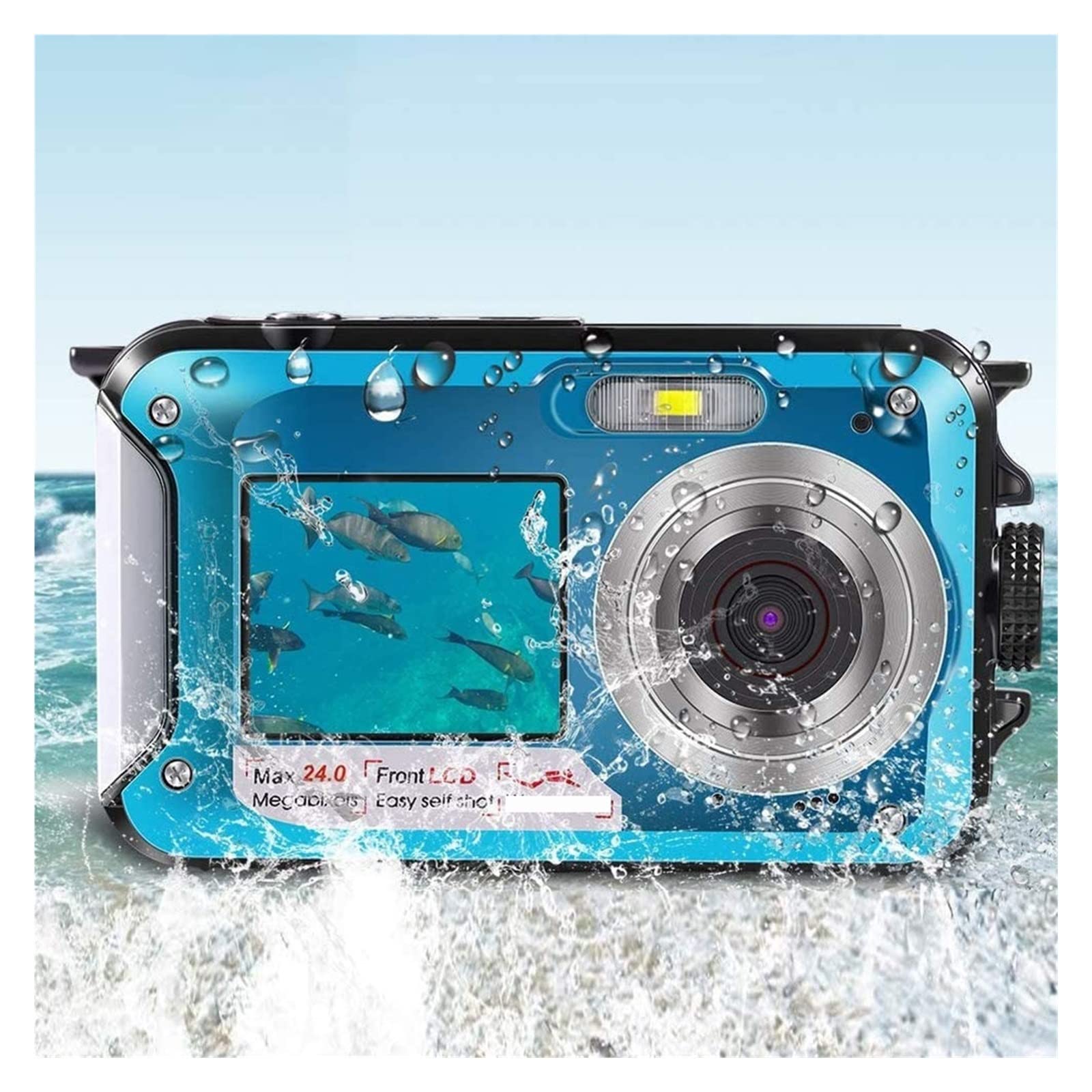 Camera Aparat Cyfrowy Ekran Aparat Cyfrowy Selfie Wideorejestrator Do Podwodne Nagrywanie DV Digital Camera (Color : Blue)