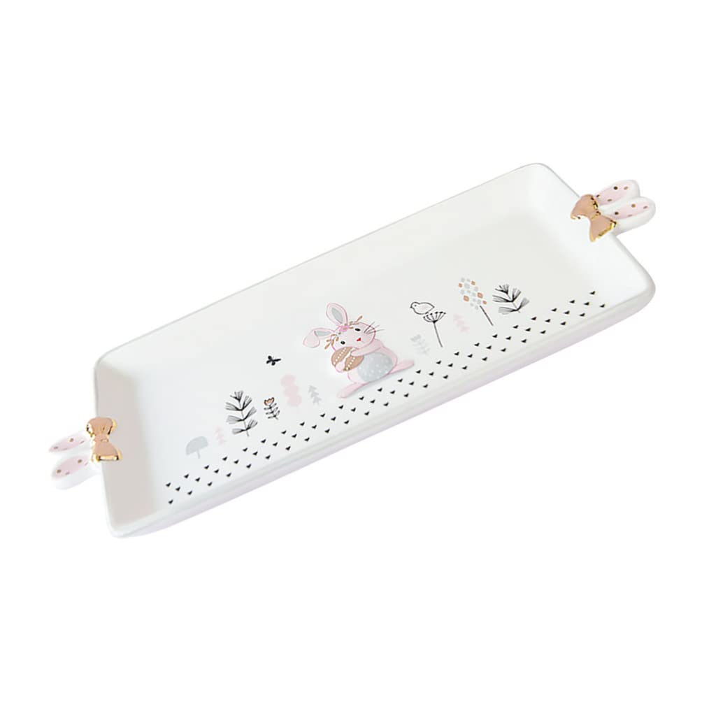 Cabilock Ceramic Serving Tray Easter Bunny Plates Food Serving Tray Dessert Plate Easter Party Plates Salad Plate Fruit Plate Serving Plate