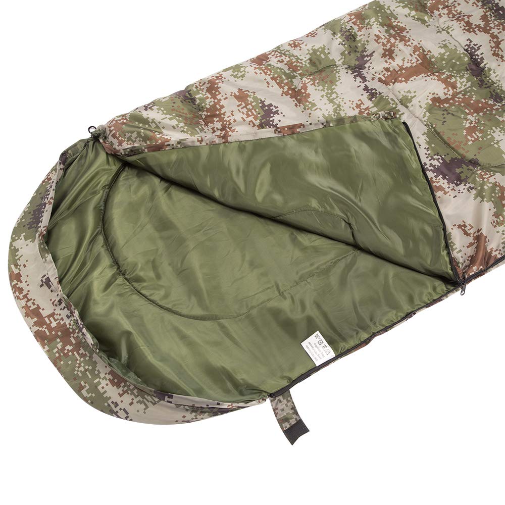 Boshen 3 Season Waterproof Sleeping Bag 82.7" x 29.5" with Carry Bag-2.2Ibs Ultralight 41℉-68℉ Envelope Sleeping Bag Hollow Cotton Filled for Adults Kids Camping/Hiking/Backpacking (Digital Camo)