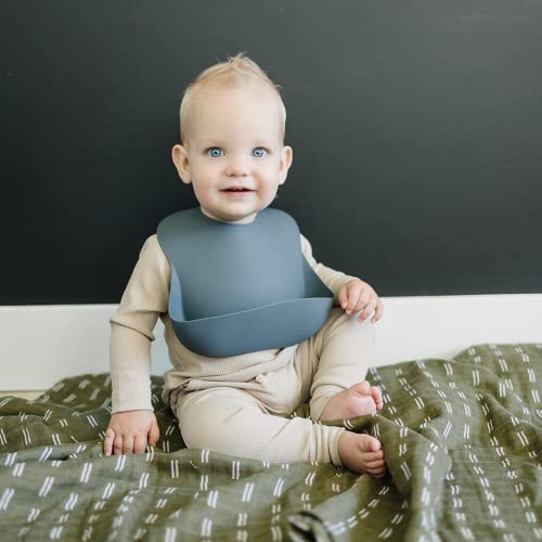 Mebie Baby Silicone Bib, Baby Bibs for Boy or Girl, Adjustable Pocket Bibs for Catching Baby Food Spill