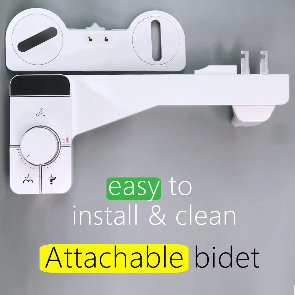 DFHBFG Bidet for Toilet Seat Attachment Non-Electric Slim Bidet Fitting Self Cleaning Nozzles, 1