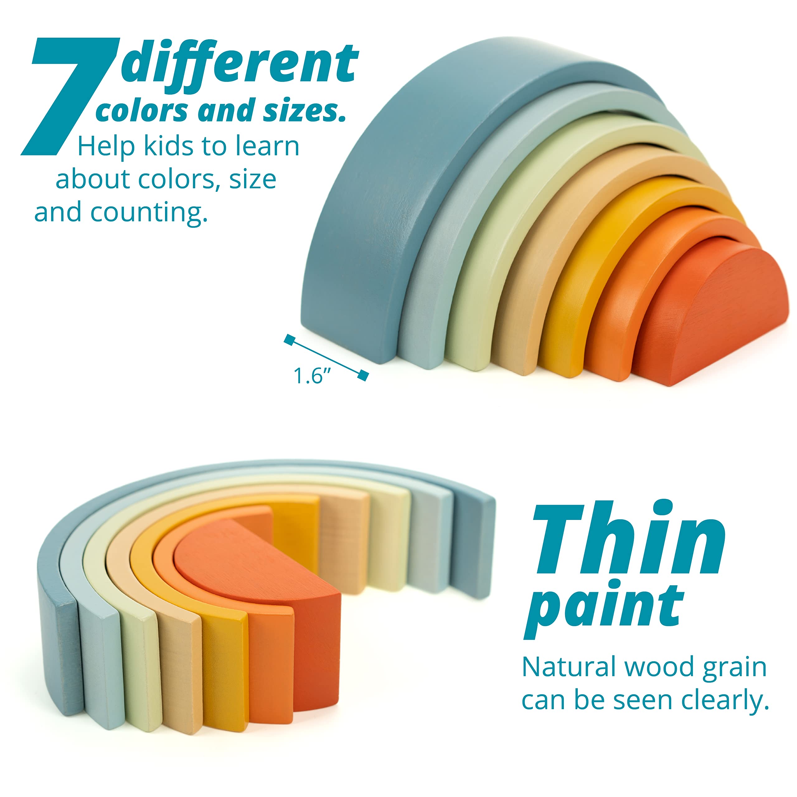 DUCKBOXX XX Wooden Rainbow Stacking Toy (Summer Color - 7 pcs)