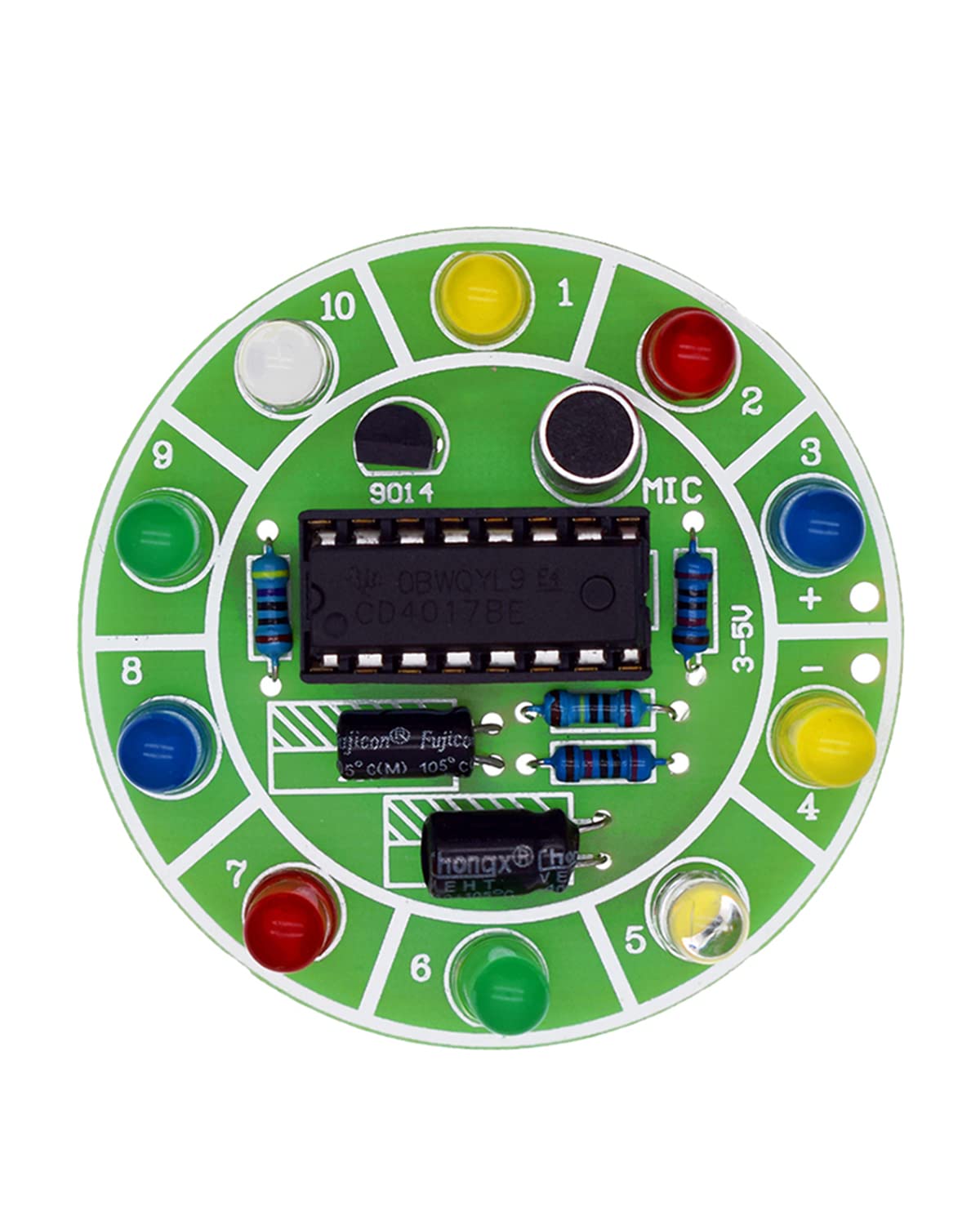 Cermant CD4017 LED Lights Rotating Colorful with Voice Control Electronic Manufacturing DIY Kit for Spare Parts Student Laboratory Attached with English Instructions