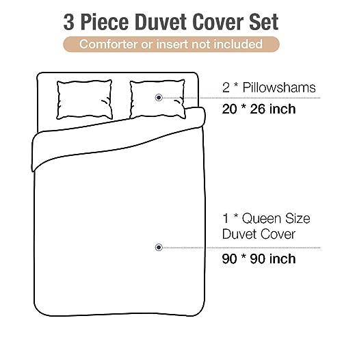 Lekesky Red Duvet Cover Queen, Soft Boho Aztec Striped Bohemian Bedding Duvet Cover Set with Zipper Closure Corner Ties (No Comforter)