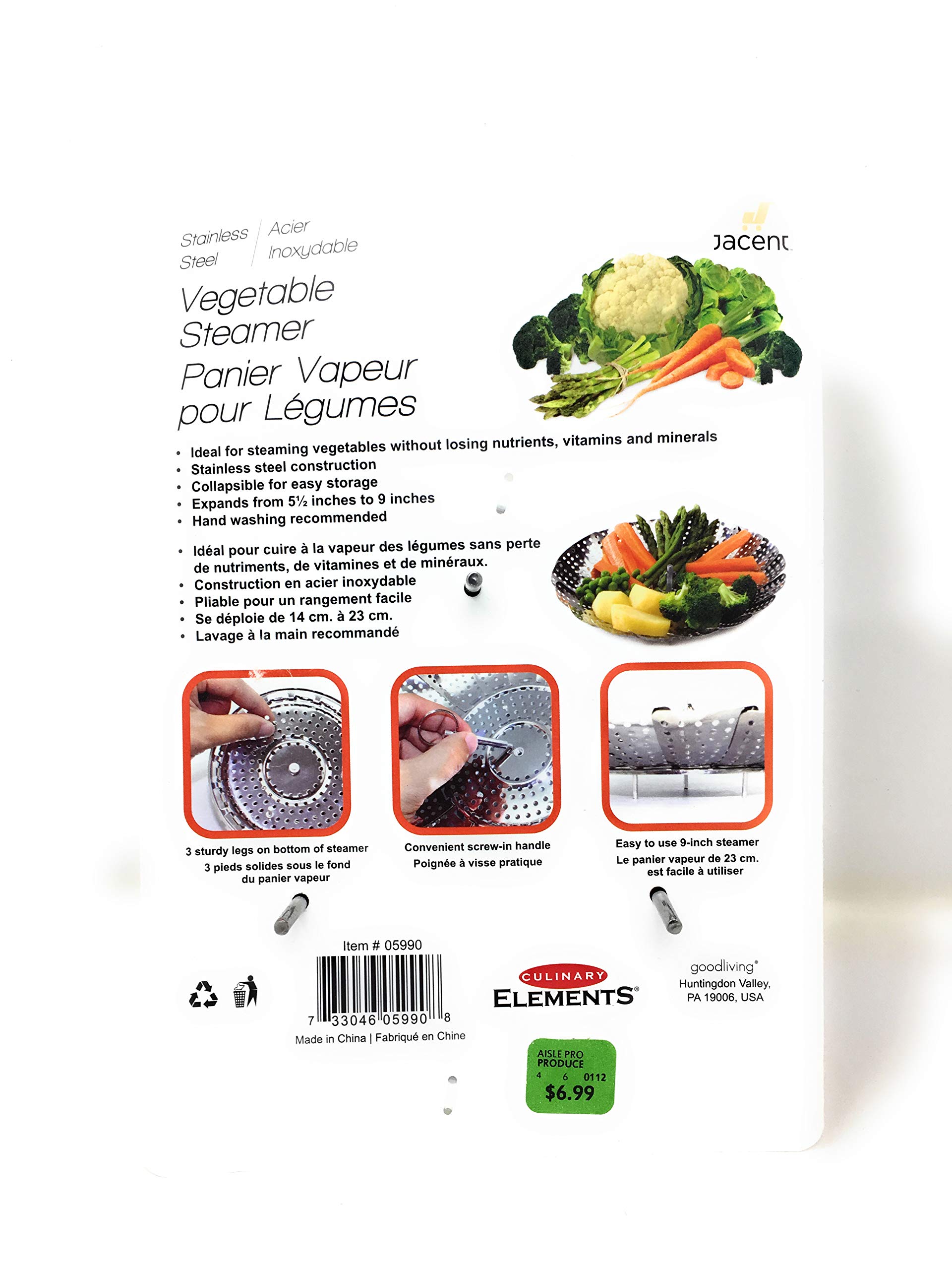 CULINARY ELEMENTS Vegetable Steamer, 1 EA